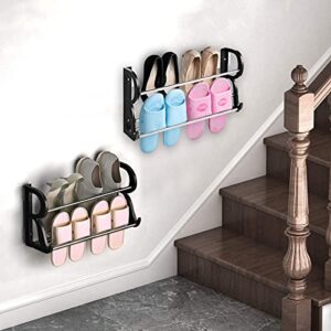 Hgminwarm Wall Mounted Shoe Rack, Door Shoe Rack, Hanging Shoe Rack Storage Rack, for Closet, Entrance Passage, 2 Pack Can Store 4 Pairs of Sandals and 4 Pairs of Sneakers