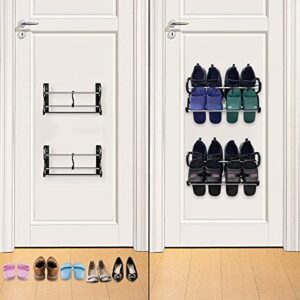 Hgminwarm Wall Mounted Shoe Rack, Door Shoe Rack, Hanging Shoe Rack Storage Rack, for Closet, Entrance Passage, 2 Pack Can Store 4 Pairs of Sandals and 4 Pairs of Sneakers