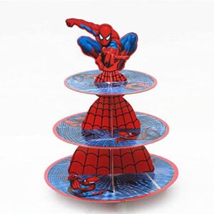 RenbangUS Spider Cupcake Stand - Spider Themed Party Decorations Supplies for Kids Birthday Party 3 Tier Cardboard