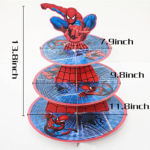 RenbangUS Spider Cupcake Stand - Spider Themed Party Decorations Supplies for Kids Birthday Party 3 Tier Cardboard