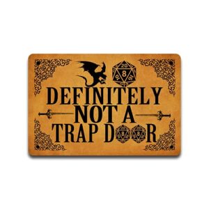 definitely not a trap door doormat roll for initiative doormat funny doormat custom doormat funny doormat farmhouse doormat housewarming gift monogram doormat non-slip rubber 23.6 inch x 15.7 inch