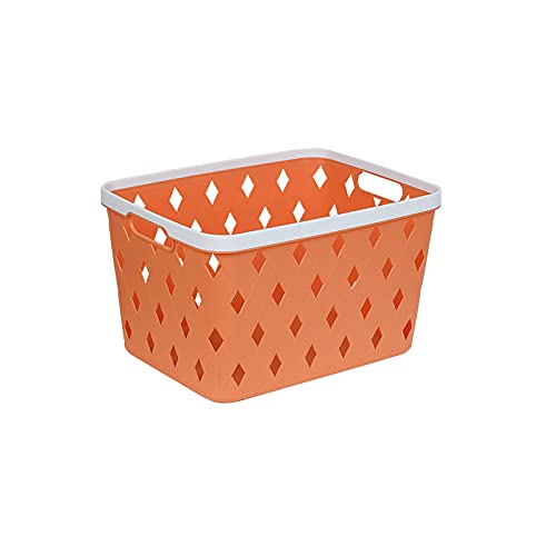 MRBJC Premium Plastic Storage Box,Secure Fastening-Suitable for Clothes, Accessories, Paperwork, Magazines, Keepsakes, Toys-Great for Anywhere The Home Orange 27x18x14.5cm