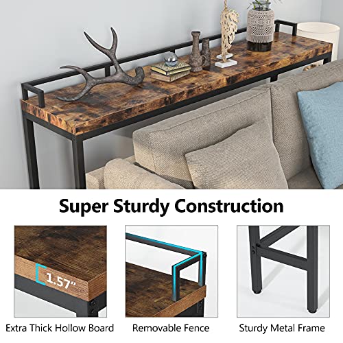 Tribesigns 70.9 inch Extra Long Sofa Table, Narrow Console Table Behind Couch, Rustic Industrial Entryway Table Skinny Hallway Table for Living Room