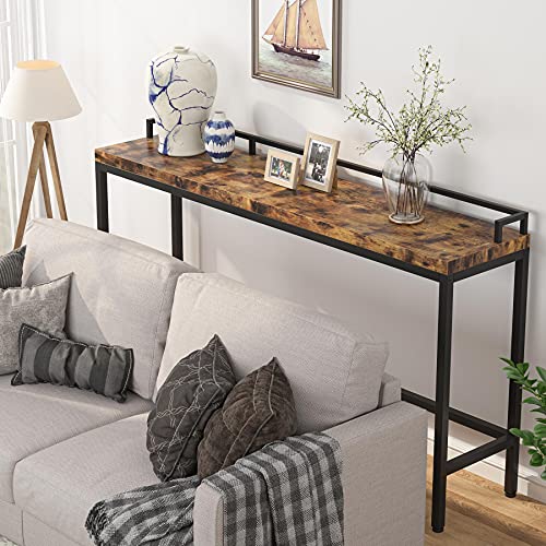 Tribesigns 70.9 inch Extra Long Sofa Table, Narrow Console Table Behind Couch, Rustic Industrial Entryway Table Skinny Hallway Table for Living Room