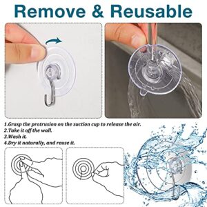 Blulu 20 Pieces Clear Suction Cups Hooks for Glass 2.4 Inch Reusable Window Suction Cups 7 lb Vacuum Suction Hooks Wreath Hanger Hooks for Towel Glass Window Door Mirror Table