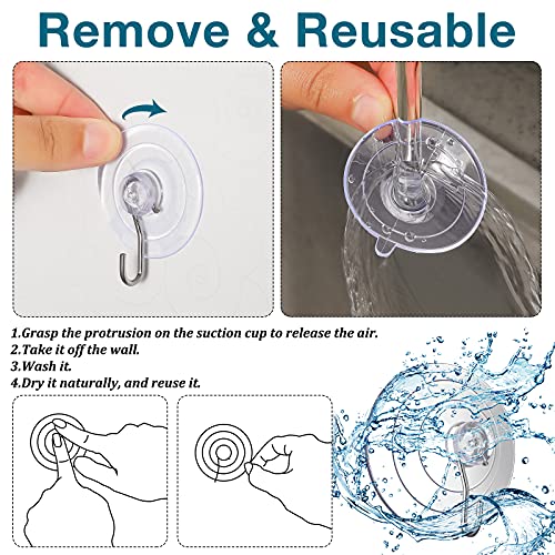 Blulu 20 Pieces Clear Suction Cups Hooks for Glass 2.4 Inch Reusable Window Suction Cups 7 lb Vacuum Suction Hooks Wreath Hanger Hooks for Towel Glass Window Door Mirror Table