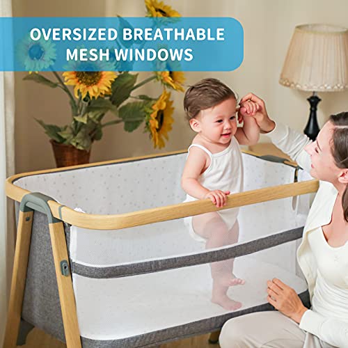 AMKE Baby Bassinets,Bedside Sleeper for Baby, Portable Baby Crib for Safe Co-Sleeping, Baby Bed for Baby Infant Newborn,Travel Bag Included