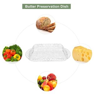 YARDWE Clear Deep Crystal Covered Butter Dish Butter Keeper Well Sealed to Keep Butter Soft Decorative Design and Antique Look Butter Dessert Tray Style 1