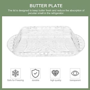 YARDWE Clear Deep Crystal Covered Butter Dish Butter Keeper Well Sealed to Keep Butter Soft Decorative Design and Antique Look Butter Dessert Tray Style 1