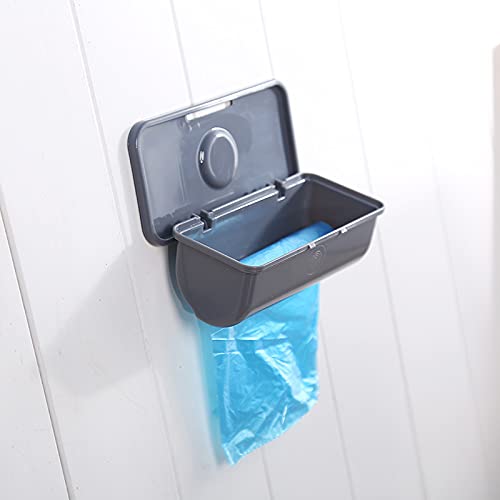 WYBF KinAndKen Wall Mounted Trash Bags Holder Storage Box Multi-Purpose Garbage Bag Dispenser Storage Box for Bathroom Kitchen, Gray