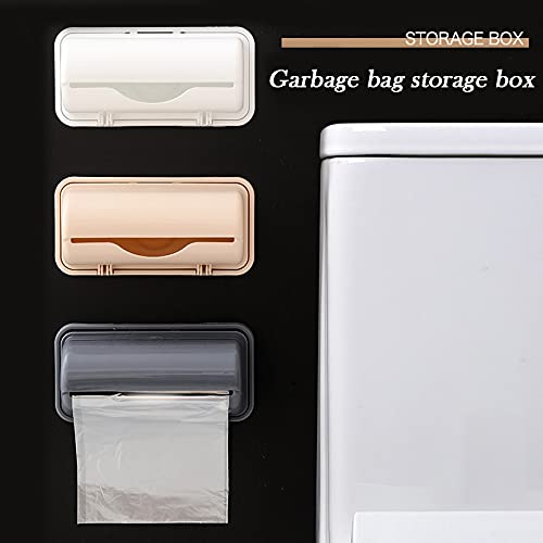 WYBF KinAndKen Wall Mounted Trash Bags Holder Storage Box Multi-Purpose Garbage Bag Dispenser Storage Box for Bathroom Kitchen, Gray