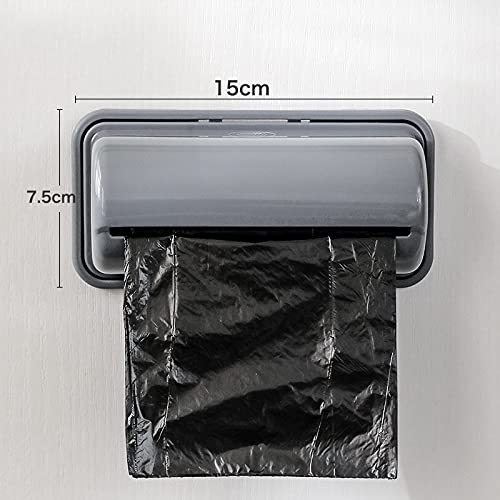 WYBF KinAndKen Wall Mounted Trash Bags Holder Storage Box Multi-Purpose Garbage Bag Dispenser Storage Box for Bathroom Kitchen, Gray