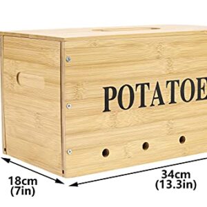 Gdfjiy Potatoes Wooden Storage Bin, Kitchen Storage Box,Kitchen Pantry Organizer With Airtight Lid,Vegetable Fresh Keeper with Aerating Storage Holes(Need self-assemble)