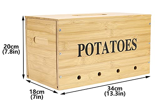 Gdfjiy Potatoes Wooden Storage Bin, Kitchen Storage Box,Kitchen Pantry Organizer With Airtight Lid,Vegetable Fresh Keeper with Aerating Storage Holes(Need self-assemble)