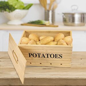 Gdfjiy Potatoes Wooden Storage Bin, Kitchen Storage Box,Kitchen Pantry Organizer With Airtight Lid,Vegetable Fresh Keeper with Aerating Storage Holes(Need self-assemble)