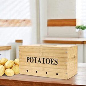 Gdfjiy Potatoes Wooden Storage Bin, Kitchen Storage Box,Kitchen Pantry Organizer With Airtight Lid,Vegetable Fresh Keeper with Aerating Storage Holes(Need self-assemble)