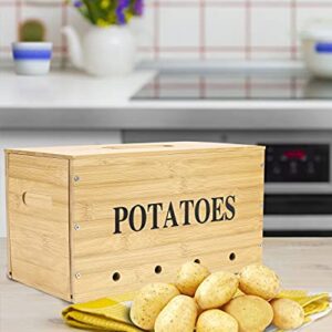 Gdfjiy Potatoes Wooden Storage Bin, Kitchen Storage Box,Kitchen Pantry Organizer With Airtight Lid,Vegetable Fresh Keeper with Aerating Storage Holes(Need self-assemble)