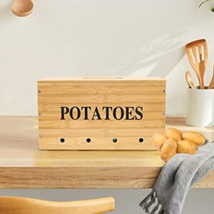 Gdfjiy Potatoes Wooden Storage Bin, Kitchen Storage Box,Kitchen Pantry Organizer With Airtight Lid,Vegetable Fresh Keeper with Aerating Storage Holes(Need self-assemble)