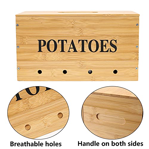 Gdfjiy Potatoes Wooden Storage Bin, Kitchen Storage Box,Kitchen Pantry Organizer With Airtight Lid,Vegetable Fresh Keeper with Aerating Storage Holes(Need self-assemble)