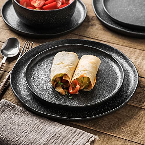 Stone Lain Tom Stoneware Reactive Glaze Dinnerware Set, 16-Piece Service for 4, Black-White