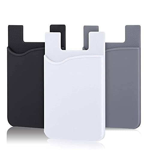 Tek Styz PRO Stick on Wallet Works for Zen Mobile Admire Fab with Room for 3 Cards/ID/Money 3pack (Black,Gray,White)