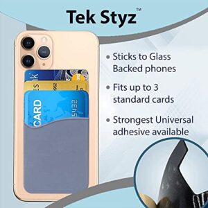 Tek Styz PRO Stick on Wallet Works for Zen Mobile Admire Fab with Room for 3 Cards/ID/Money 3pack (Black,Gray,White)