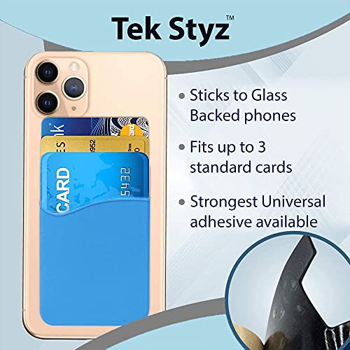 Tek Styz PRO Stick on Wallet Works for Garmin Montana 600t Camo with Room for 3 Cards/ID/Money 3pack (Blue,Green,Pink)