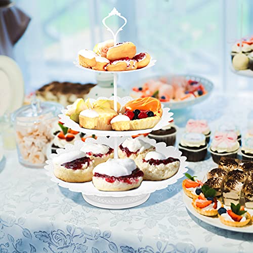 ZOOFOX Set of 10 Metal Cake Stands, Cupcake Holder Fruits Dessert Snack Plate Decor Serving Platter for Baby Shower, Wedding, Birthday Party or Christmas ( White )