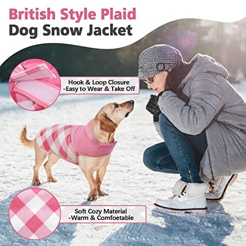 Kuoser Dog Winter Coat, Reversible Cold Weather Dog Jacket, Soft Warm Plaid Dog Coats, Puppy Waterproof Thickened Vest Windproof Outdoor Apparel for Small Medium and Large Dogs