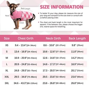 Kuoser Dog Winter Coat, Reversible Cold Weather Dog Jacket, Soft Warm Plaid Dog Coats, Puppy Waterproof Thickened Vest Windproof Outdoor Apparel for Small Medium and Large Dogs