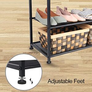 UHSTORAGE Shoe Rack Organizer, [Stable & Solid] Heavy Duty Shoe Shelf Rack for Entryway, 5 Tier Shoe Storage Metal Cabinet for Closet Hallway Bedroom Entryway, Holds 20-25 Pairs, Brown and Black