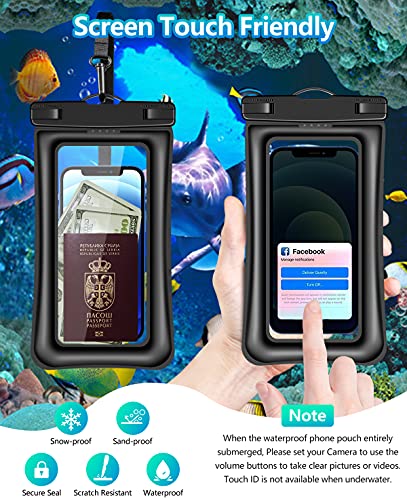 v-Golvin Floating Universal Waterproof Phone Pouch, IPX8 Cellphone Dry Bag Waterproof Case for iPhone 13 12 11 Pro Max SE 2020 XS Max XR X 8 7 6s Plus S10 S9 S20 S21 Note 20/10 Up to 7 inches -2 Pack