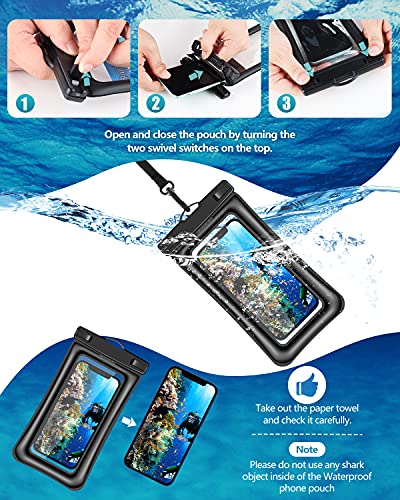 v-Golvin Floating Universal Waterproof Phone Pouch, IPX8 Cellphone Dry Bag Waterproof Case for iPhone 13 12 11 Pro Max SE 2020 XS Max XR X 8 7 6s Plus S10 S9 S20 S21 Note 20/10 Up to 7 inches -2 Pack