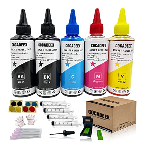 COCADEEX Refill Dye Ink Bottle Compatible with 64 or 64XL Ink Cartridge,for Envy Photo 7864 7858 7855 7830 7820 7800 7164 7158 7155 7132 7130 7120 6258 6255 6252 6232 6230 6220 5542 Printer