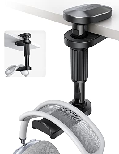 Lamicall Headphone Stand, Headset Hanger - [2022 Upgarded] 360° Rotating Earphones Holder Hook Mount Clamp under Desk for Airpods Max, Sennheiser, Sony, More, Black