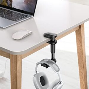 Lamicall Headphone Stand, Headset Hanger - [2022 Upgarded] 360° Rotating Earphones Holder Hook Mount Clamp under Desk for Airpods Max, Sennheiser, Sony, More, Black