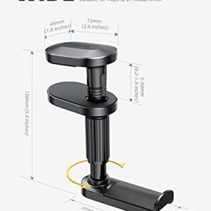 Lamicall Headphone Stand, Headset Hanger - [2022 Upgarded] 360° Rotating Earphones Holder Hook Mount Clamp under Desk for Airpods Max, Sennheiser, Sony, More, Black