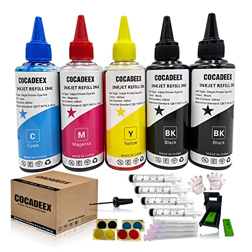 COCADEEX Refill Dye Ink Bottle Compatible with 60 or 60XL Ink Cartridge,for Deskjet D1660 D1663 D2500 D2530 D2566 D2645 D2660 D2680 Photosmart C4600 C4610 C4683 C4685 C4700 C4783 C4799 Printer