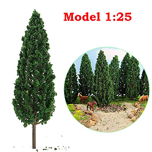 Mantouxixi 10Pcs Model Pine Cedar Trees 1:25 Green Architecture Tree for O G Scale Railway DIY Scenery Landscape Layout Natural Green 16cm/6.3inch