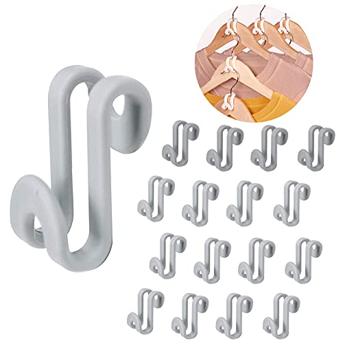 50 Pcs Clothes Hanger Connector Hooks, Space Saving Cascading Hangers Closet Organizers Space Saver Hanger Extenders for Clothes (Grey)