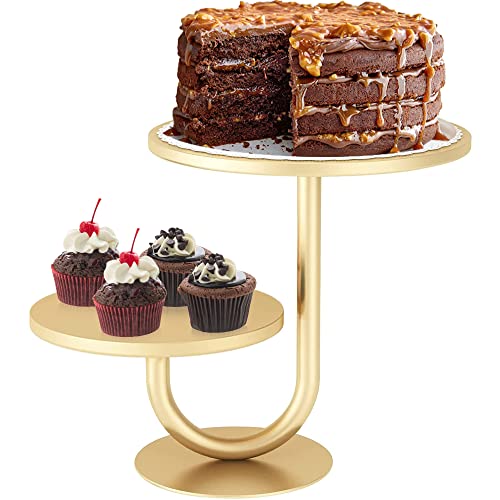 Gemmell Design Gold Cake Stand, Decorative Cake Holder, 2 Tier Gold Cake Stand, Cupcake Holder, Cake Stand Tiered Tray, Dessert Display Plate for Baby Shower, Birthday, Wedding (VM-01)