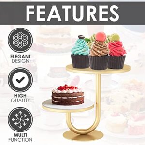 Gemmell Design Gold Cake Stand, Decorative Cake Holder, 2 Tier Gold Cake Stand, Cupcake Holder, Cake Stand Tiered Tray, Dessert Display Plate for Baby Shower, Birthday, Wedding (VM-01)