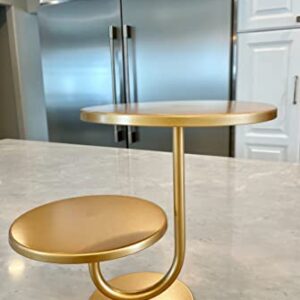 Gemmell Design Gold Cake Stand, Decorative Cake Holder, 2 Tier Gold Cake Stand, Cupcake Holder, Cake Stand Tiered Tray, Dessert Display Plate for Baby Shower, Birthday, Wedding (VM-01)