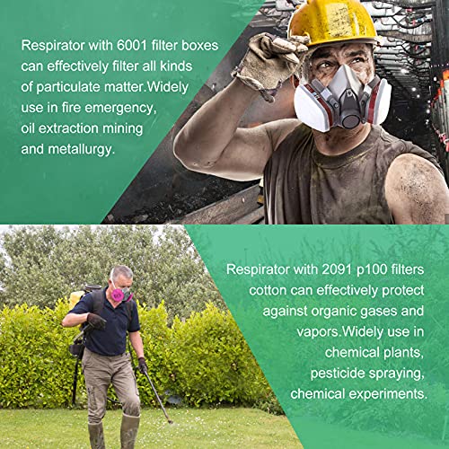 YIGSM Reusable Paint Half-Facepiece Cover with 2091 Particulate Filter Cartridges,Face Proction Set against Gas Vapors,Dust,Painting,Chemical,Welding,Polishing,Grinding,Fume,Sawing and Sanding Medium