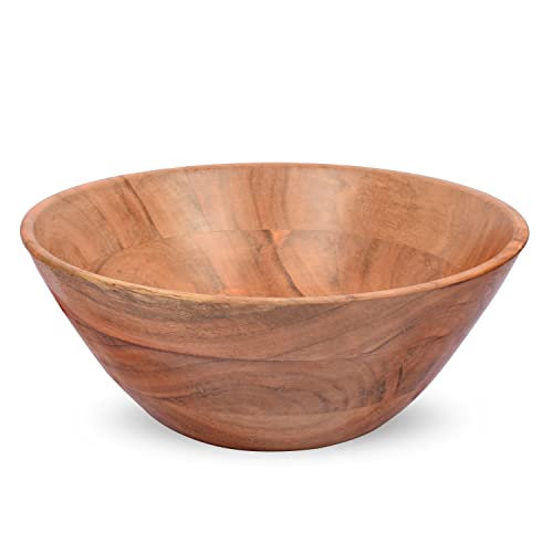 Samhita Acacia Wood Fruit Bowl for Fruits or Salads,Serving Dish Looks Absolute Beautiful With Your Kitchen (10" x 10" X 4")