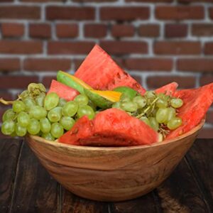 Samhita Acacia Wood Fruit Bowl for Fruits or Salads,Serving Dish Looks Absolute Beautiful With Your Kitchen (10" x 10" X 4")