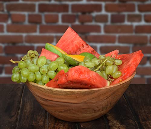 Samhita Acacia Wood Fruit Bowl for Fruits or Salads,Serving Dish Looks Absolute Beautiful With Your Kitchen (10" x 10" X 4")