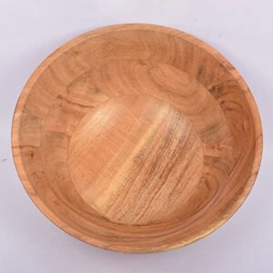 Samhita Acacia Wood Fruit Bowl for Fruits or Salads,Serving Dish Looks Absolute Beautiful With Your Kitchen (10" x 10" X 4")