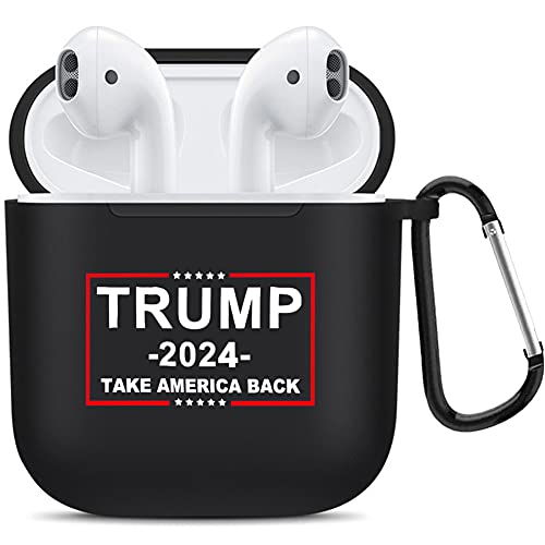 Trump 2024 Take America AirPods Case Soft Silicone Protective Cover Back Black Skin Charging Case Cover for Apple AirPods 1&2 with Keychain