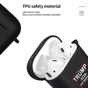 Trump 2024 Take America AirPods Case Soft Silicone Protective Cover Back Black Skin Charging Case Cover for Apple AirPods 1&2 with Keychain